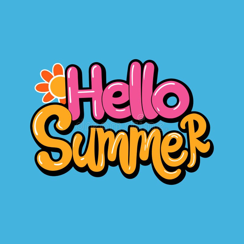 Hello Summer Lettering Text Design Vector Illustration Stock Vector ...