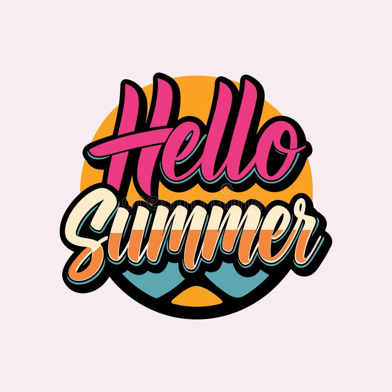 Hello Summer Lettering Text Design Vector Illustration Stock Vector ...