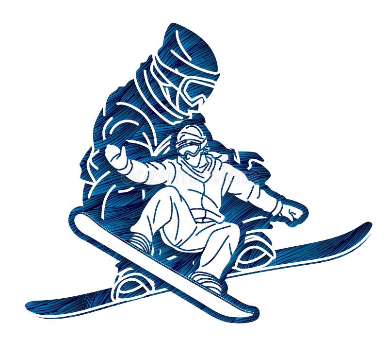 Group of Snowboard Players Mix Action Snowboarder Extreme Sport Stock ...