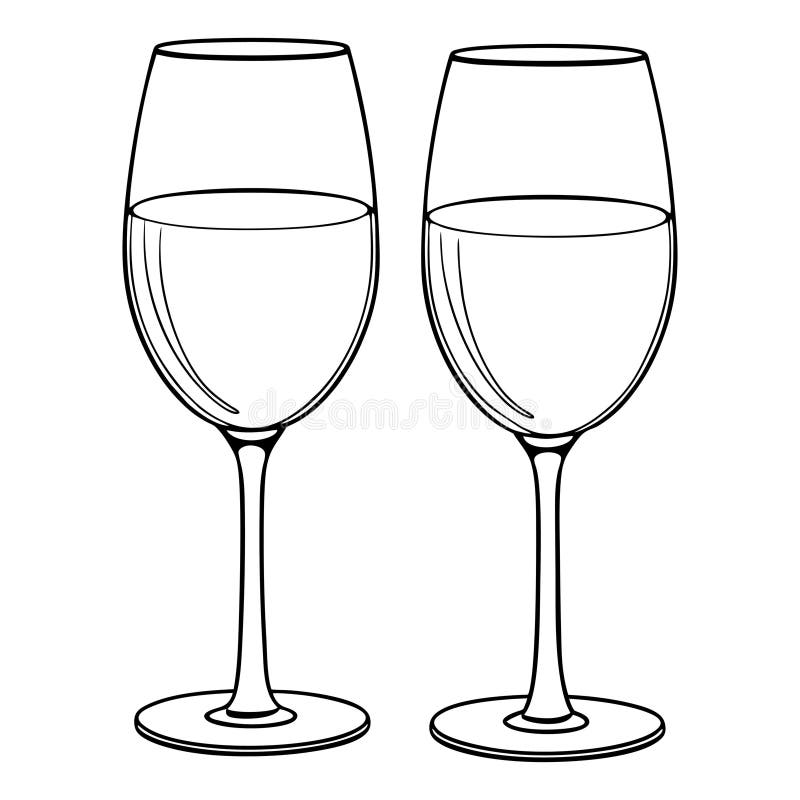 Two Wine Glasses Icon, Outline Style VectorPrint Stock Vector ...