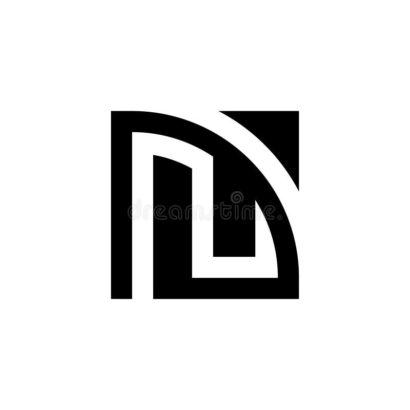 Initial Letter N Unique Logo Vector Square Black Color Stock Vector ...