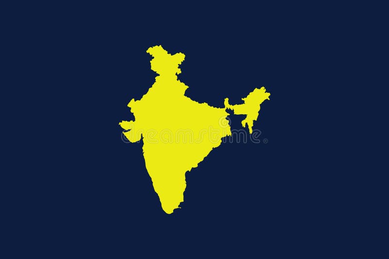 Yellow Map Isolated on Dark Blue Background of the Country India ...