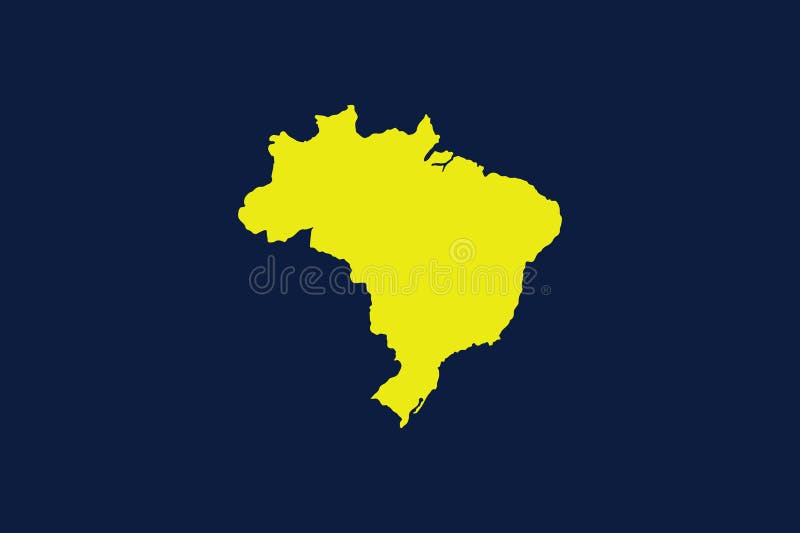 Yellow Map Isolated on Dark Blue Background of the Country Brazil ...