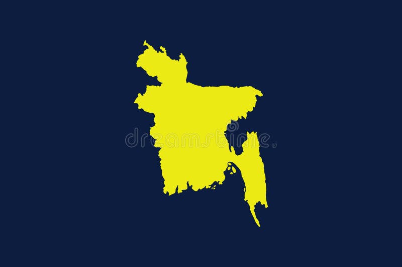 Yellow Map Isolated on Dark Blue Background of the Country Bangladesh ...