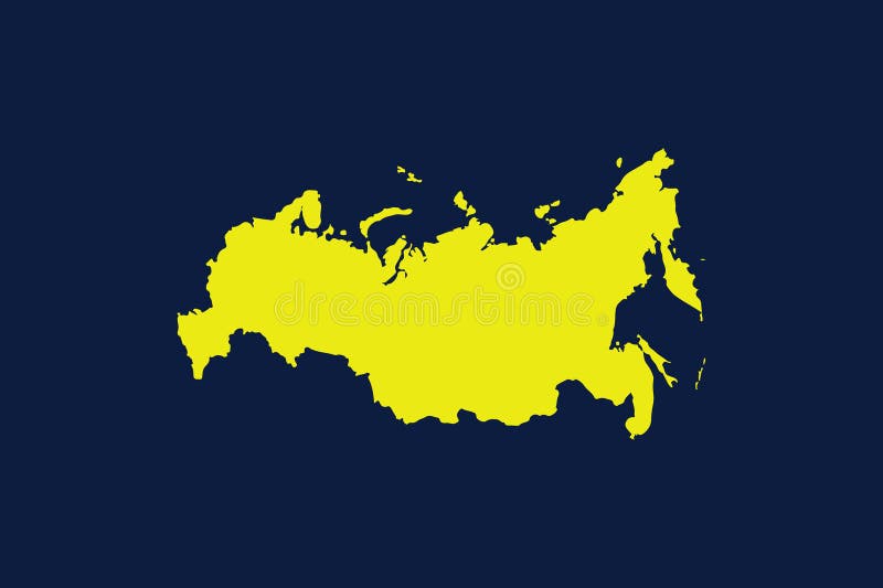 Yellow Map Isolated on Dark Blue Background of the Country Russia ...