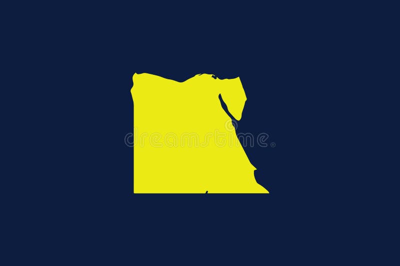 Yellow Map Isolated on Dark Blue Background of the Country Egypt ...