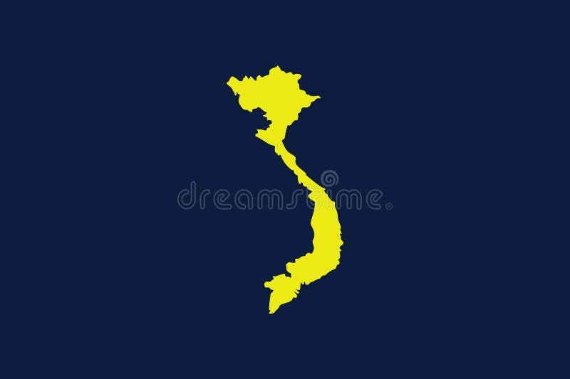 Yellow Map Isolated on Dark Blue Background of the Country Vietnam ...