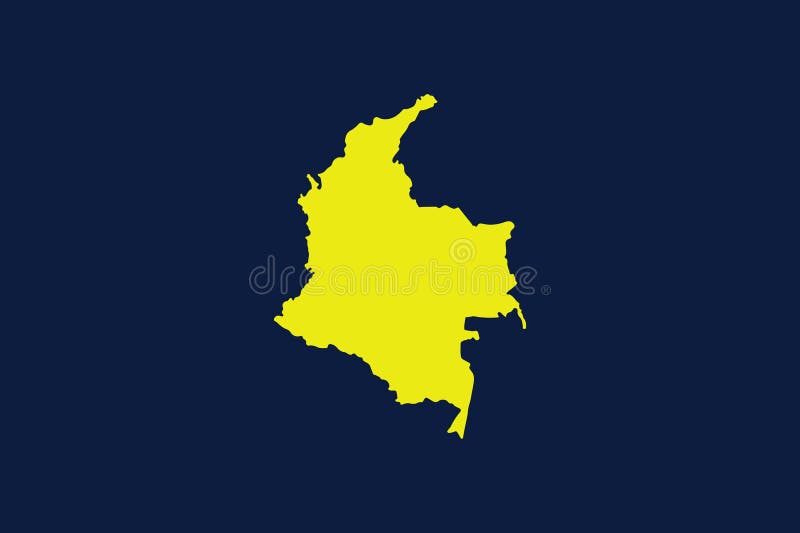 Yellow Map Isolated on Dark Blue Background of the Country Colombia ...