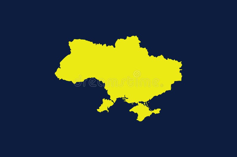 Yellow Map Isolated on Dark Blue Background of the Country Ukraine ...