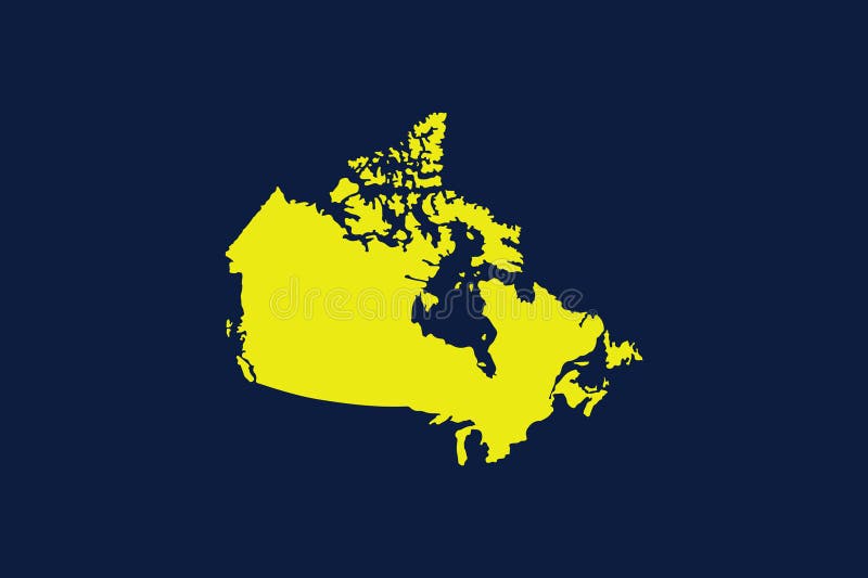 Yellow Map Isolated on Dark Blue Background of the Country Canada ...