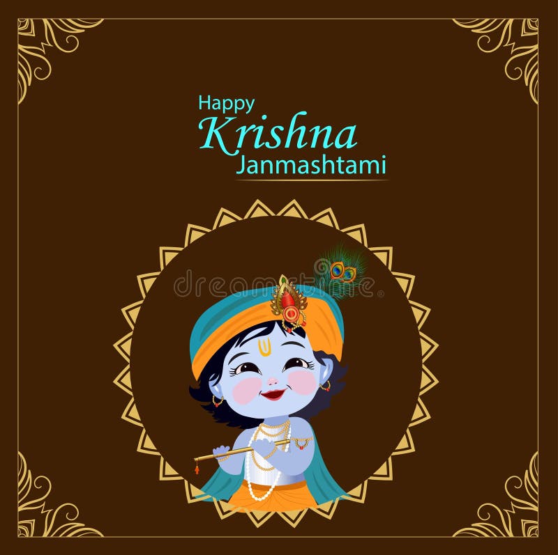 Happy Krishna Janmashtami Birthday of Lord Krishna Greetings Stock ...