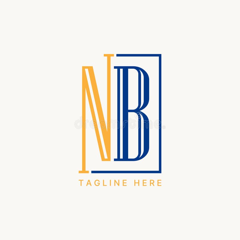 Letter NB Sans Serif Font Cut Connect Square Line. Related To Monogram ...