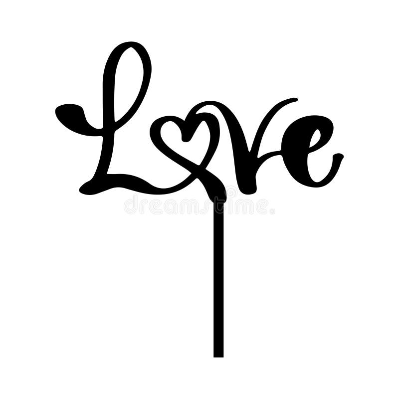 Wedding Cake Toppers with Love Lettering Stock Illustration ...