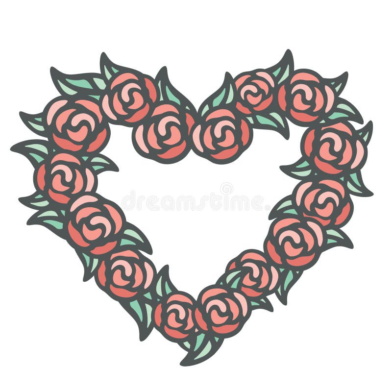 Eautiful Roses Frame Border Illusrtation in Bold Outline Hand Drawing ...