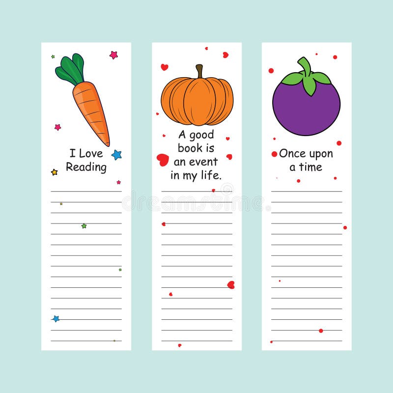 Bookmark Design. Paper Book Mark Template. Bookmark Set with Cartoon ...