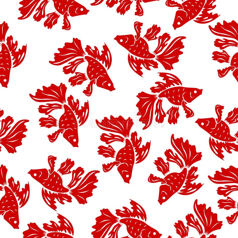 Seamless Texture, Pattern of Red Decorative Fish Stock Vector ...