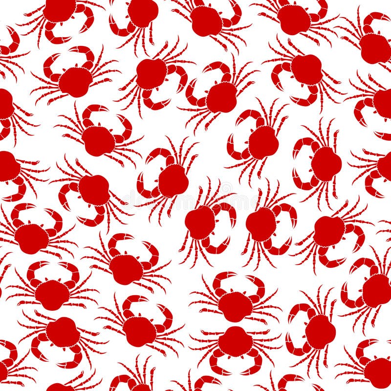 Pattern, Seamless Texture with Red Crabs. Stock Vector - Illustration ...