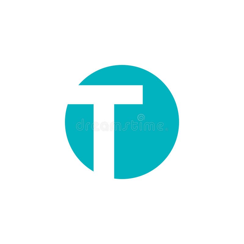 Letter T Logo Design Concept in Circle with Blue Colour Stock Vector ...