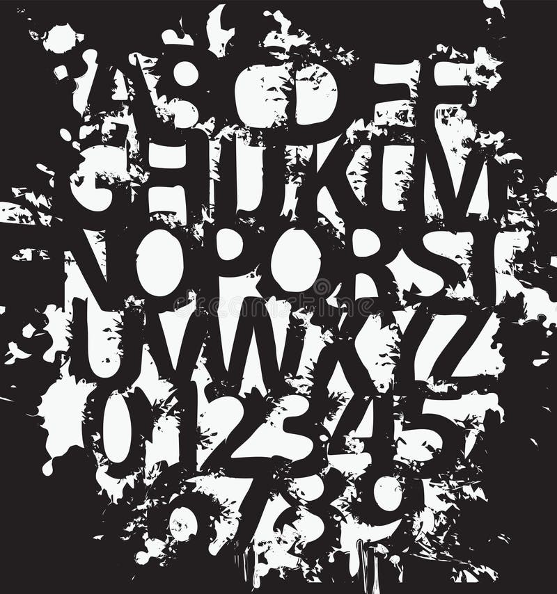 Grunge Lettering in Abstract Letters with Spots and Drips Stock ...