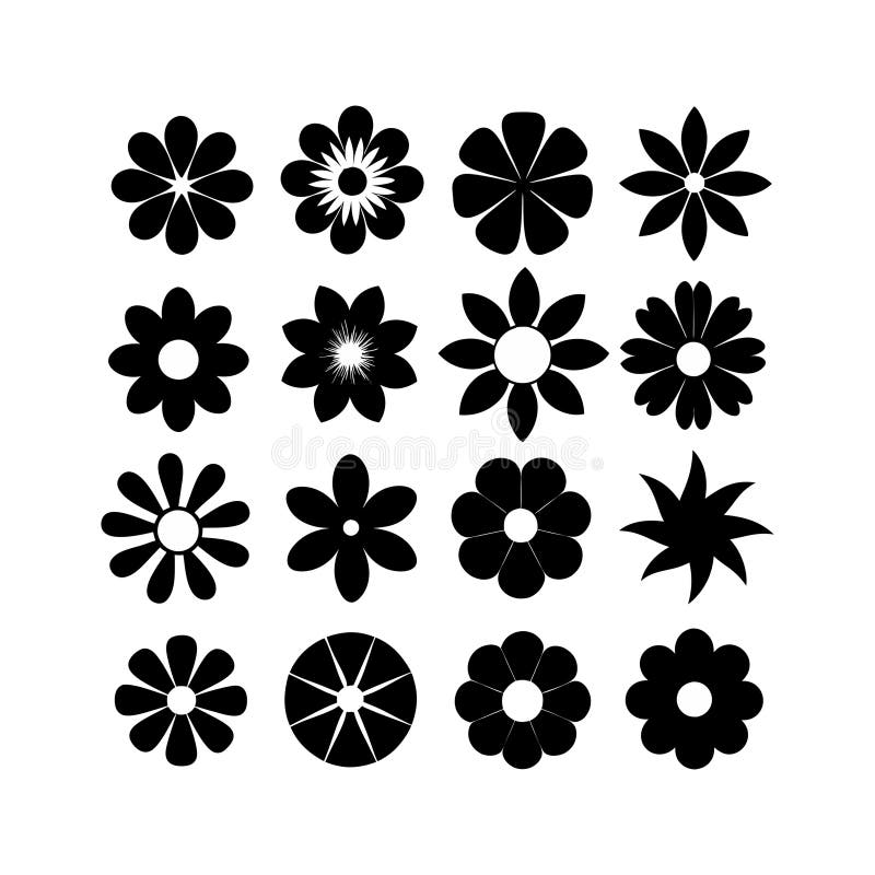 Elegant Flower Icon Set Vector Design Elements Illustration. Stock ...
