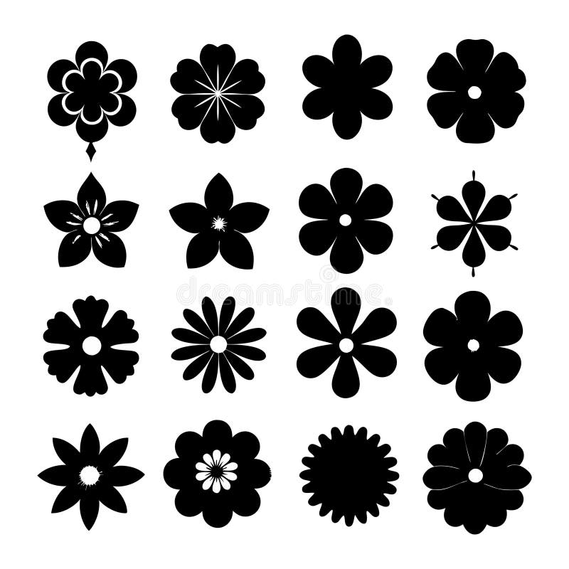 Elegant Flower Icon Set Vector Design Elements Illustration. Stock ...