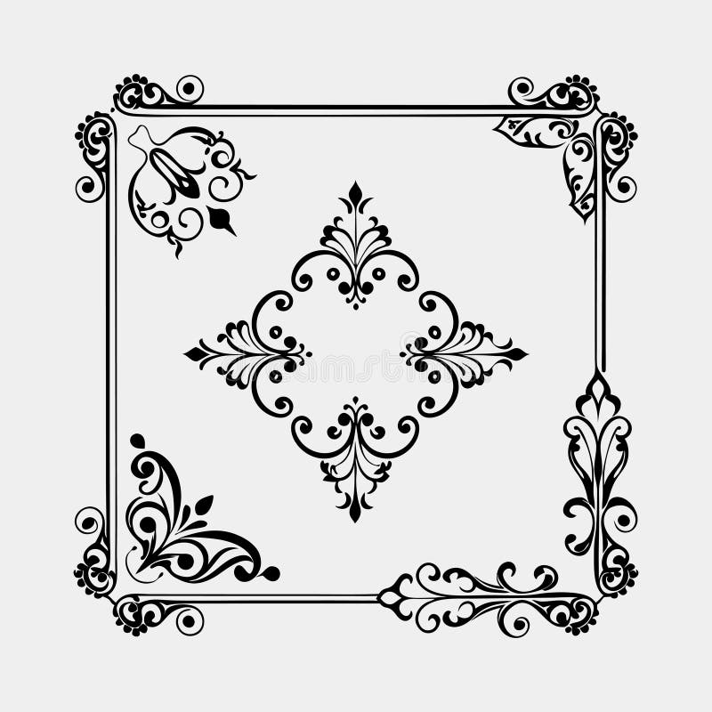 Vintage Frame Ornaments Designs Vector Illustration. Stock Vector ...