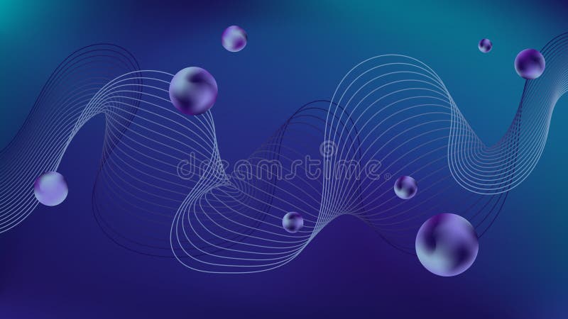 Abstract Wavy Lines and Bubbles on Blurred Purplish Gradient Background ...
