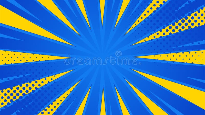 Blue Pop Art Comic Sunburst Effect Background with Halftone. Cartoon ...