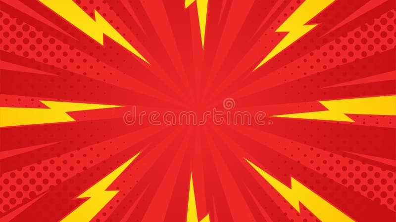 Red Pop Art Comic Sunburst Effect Background with Halftone. Cartoon ...