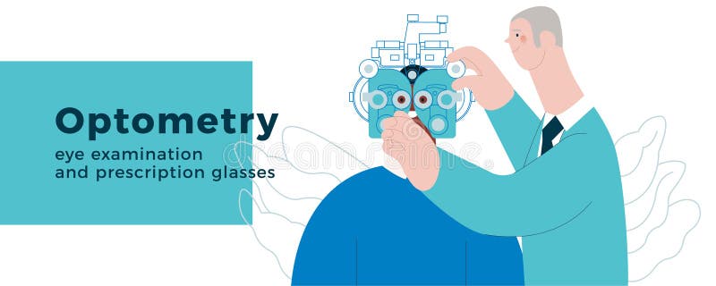 Optometry. Medical Specialist and Patient Perform Eye Test with Manual ...