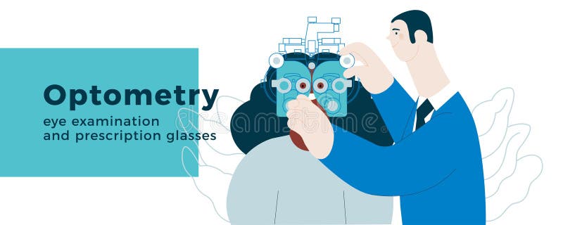 Optometry. Medical Specialist and Patient Perform Eye Test with Manual ...