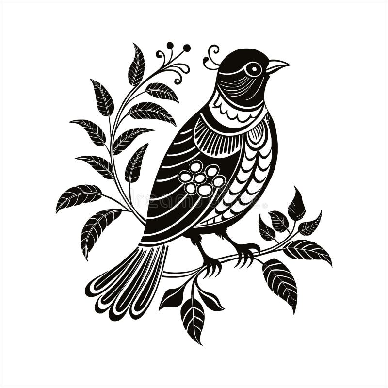 Exquisite Bird Embroidery Design Vector Illustration. Stock ...