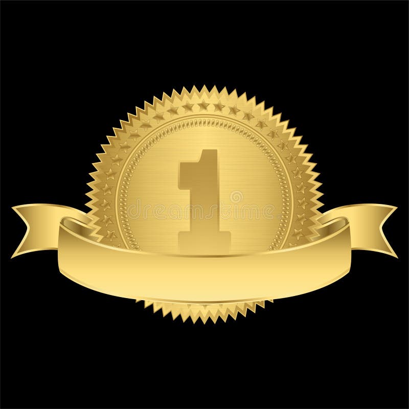 Number One Gold Medal and Ribbon Stock Illustration - Illustration of ...