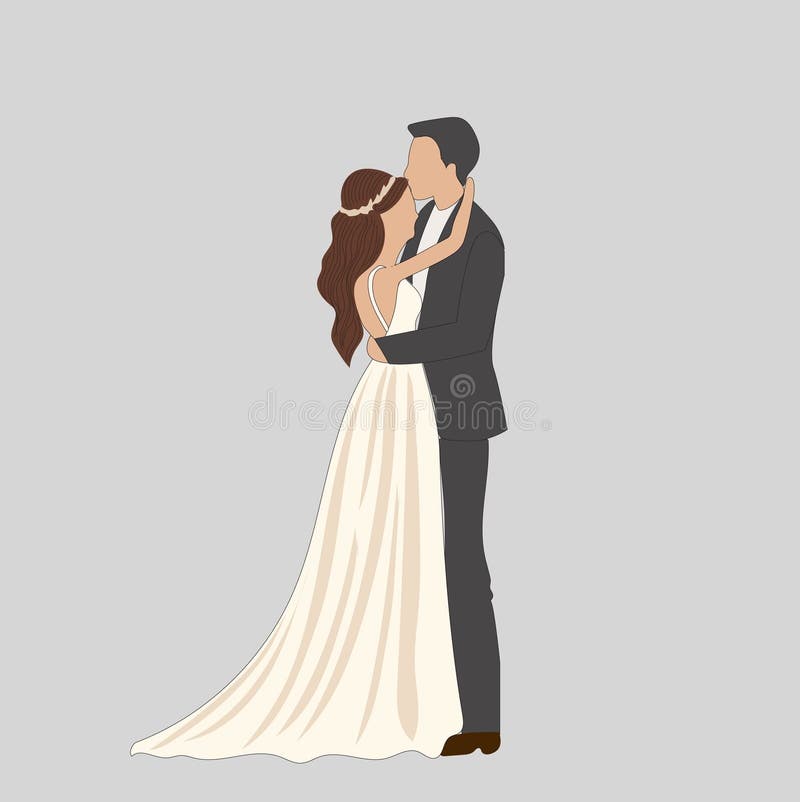 Faceless Wedding Couple Portrait for Invitation Cards Stock Vector ...