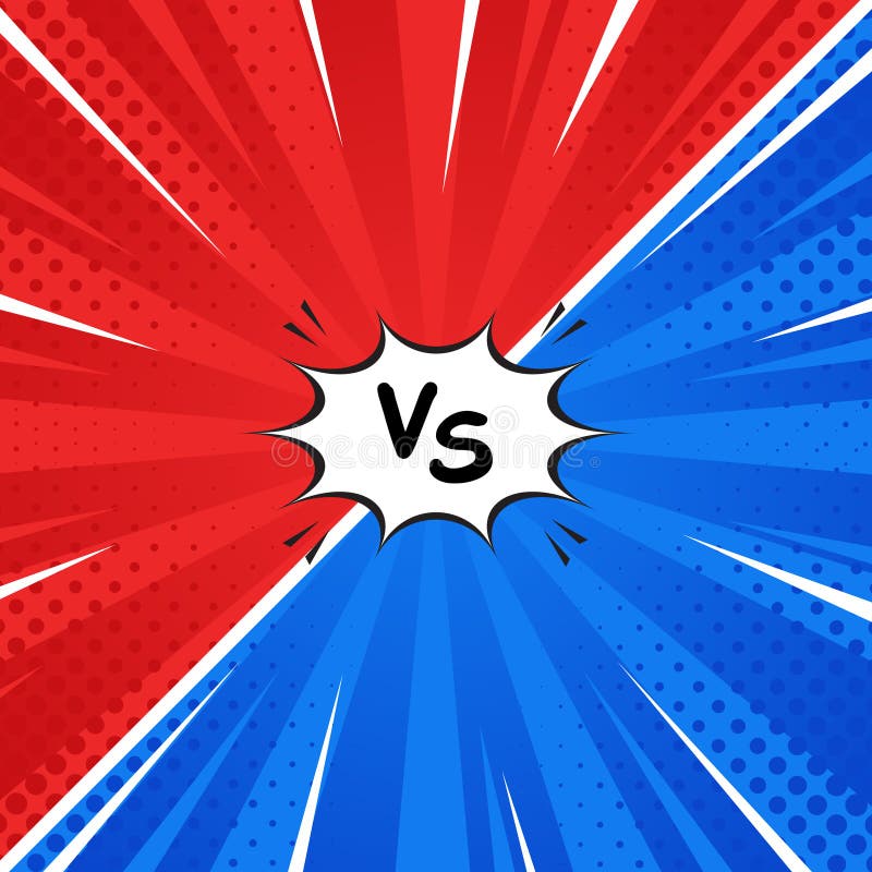 Red and Blue Versus Comic-style Background. Pop Art Comic Sunburst ...