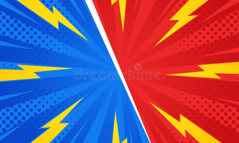 Red and Blue Versus Comic-style Background. Pop Art Comic Sunburst ...