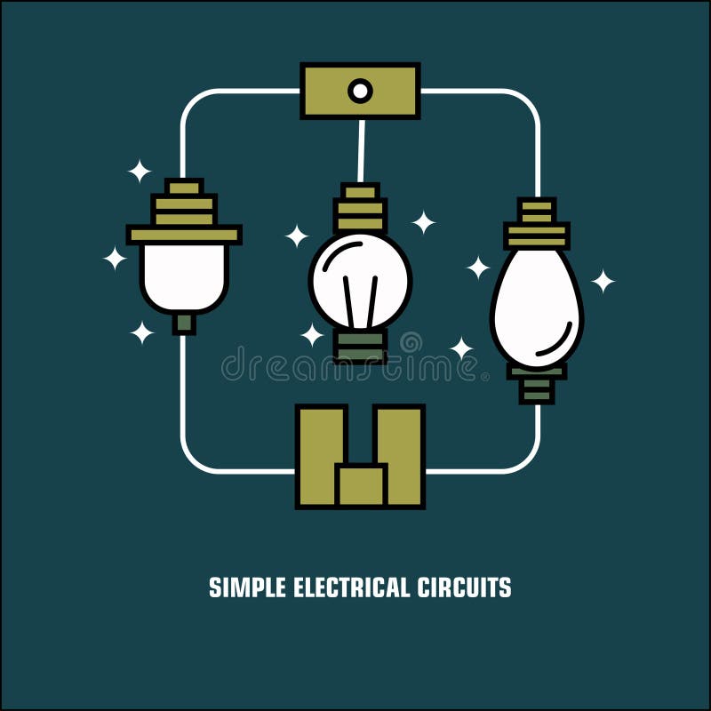 Vector Illustration of a Basic Electrical Circuit with a Battery, Wires ...