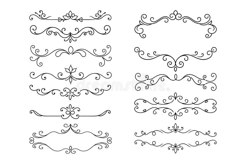 Boho Floral Line Art Dividers and Arrows Vector Set Stock Illustration ...