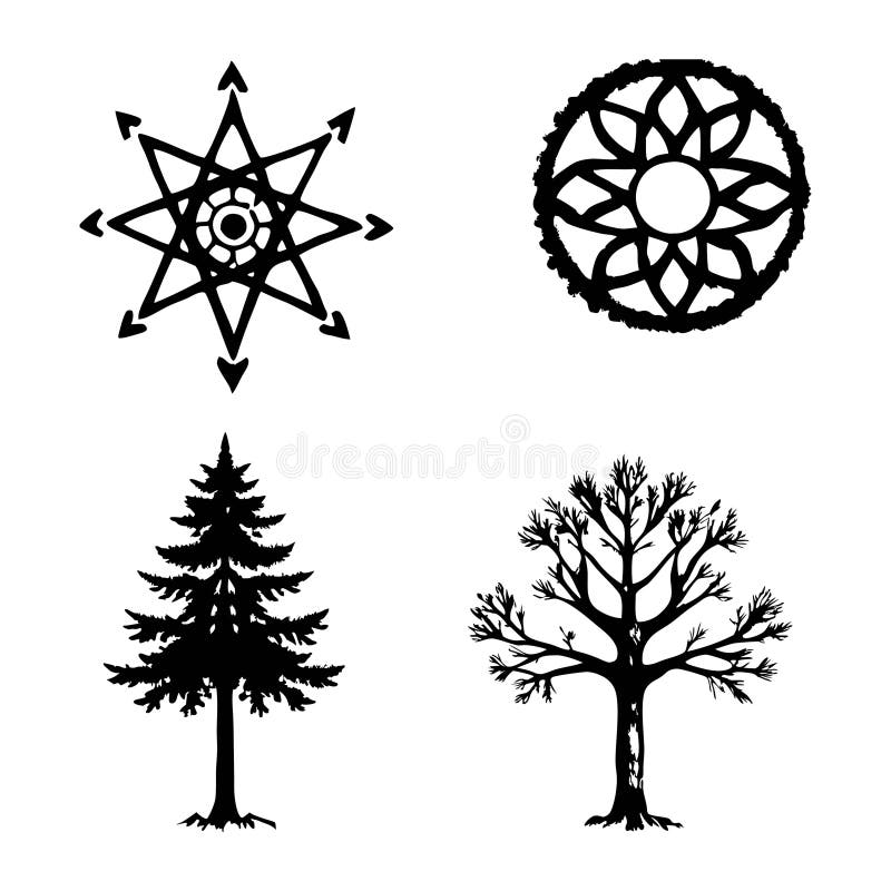 Tree Top Set Symbols Vector Illustration. Stock Vector - Illustration ...