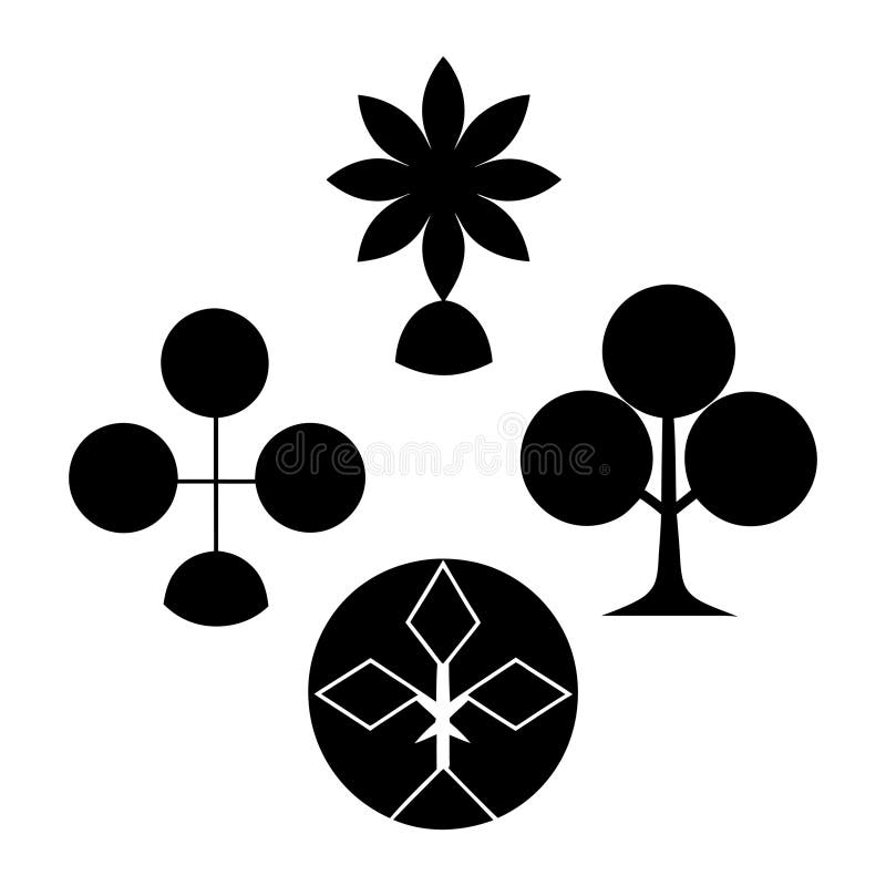 Tree Top Set Symbols Vector Illustration. Stock Vector - Illustration ...