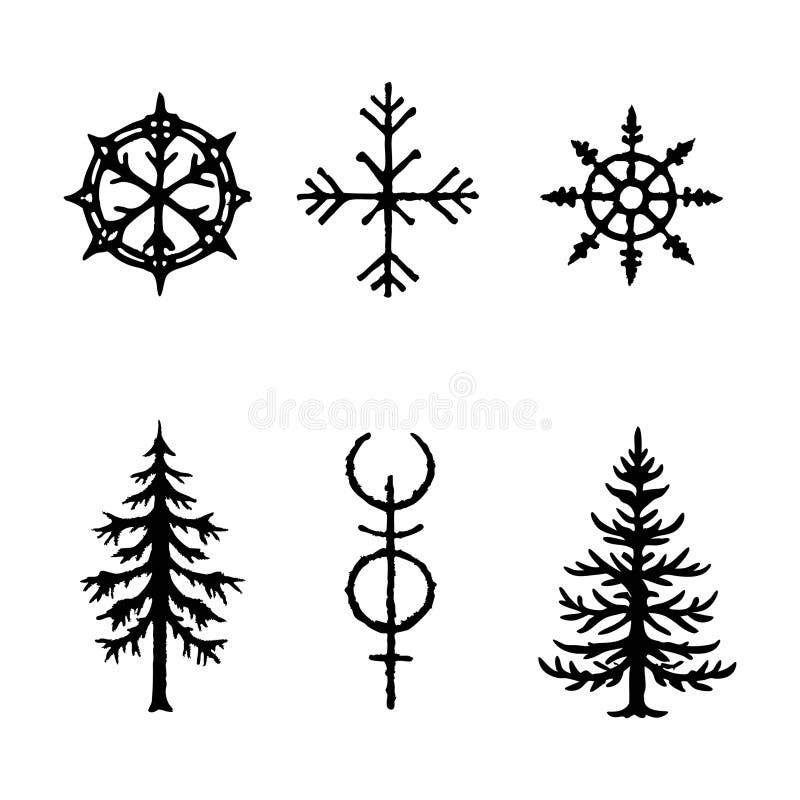 Tree Top Set Symbols Vector Illustration. Stock Vector - Illustration ...