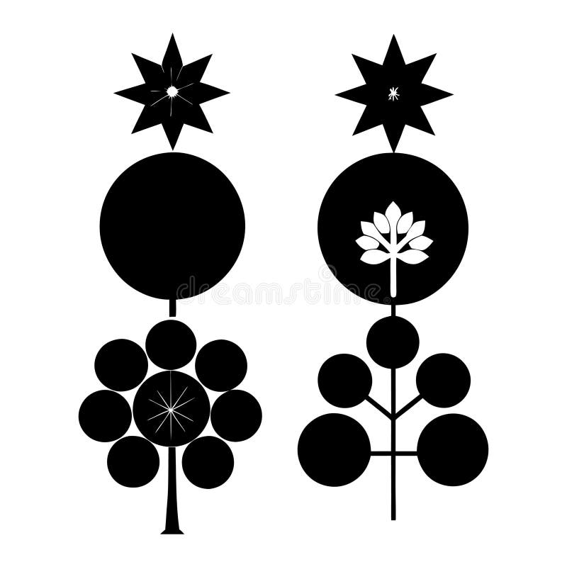 Tree Top Set Symbols Vector Illustration. Stock Vector - Illustration ...