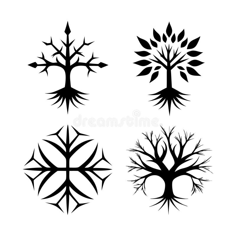 Tree Top Set Symbols Vector Illustration. Stock Vector - Illustration ...