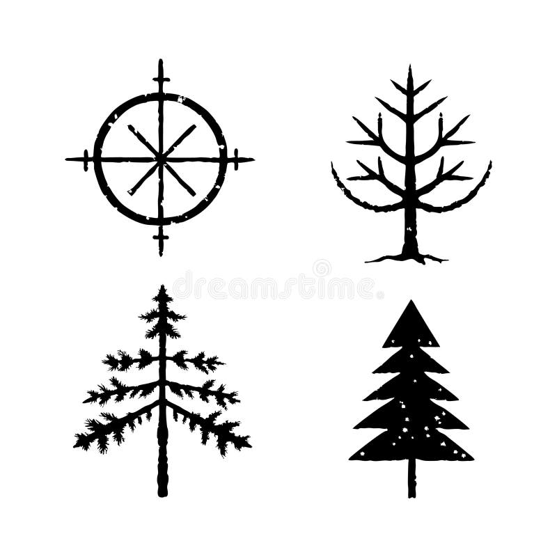 Tree Top Set Symbols Vector Illustration. Stock Vector - Illustration ...
