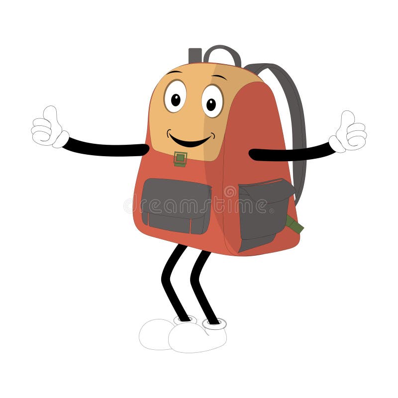 A Set of Cartoon Backpack Mascots with Different Expressions and Poses ...