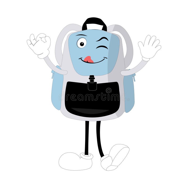 Backpack Mascot Cartoon Back To School and Have Fun. Character Doodle ...