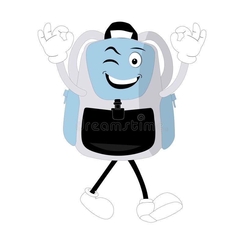 Backpack Mascot Cartoon Back To School and Have Fun. Character Doodle ...
