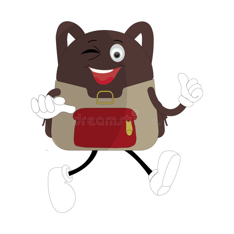 Backpack Mascot Cartoon Back To School and Have Fun. Character Doodle ...