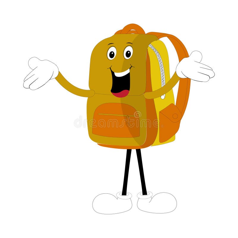 Backpack Mascot Cartoon Back To School and Have Fun. Character Doodle ...