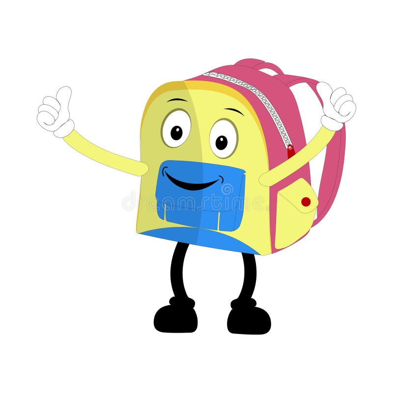 Backpack Mascot Cartoon Back To School and Have Fun. Character Doodle ...
